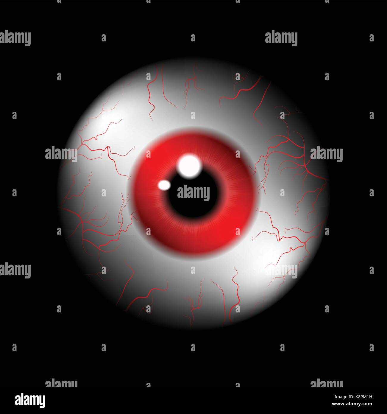 Image of realistic human eye ball with red pupil, iris. Vector ...