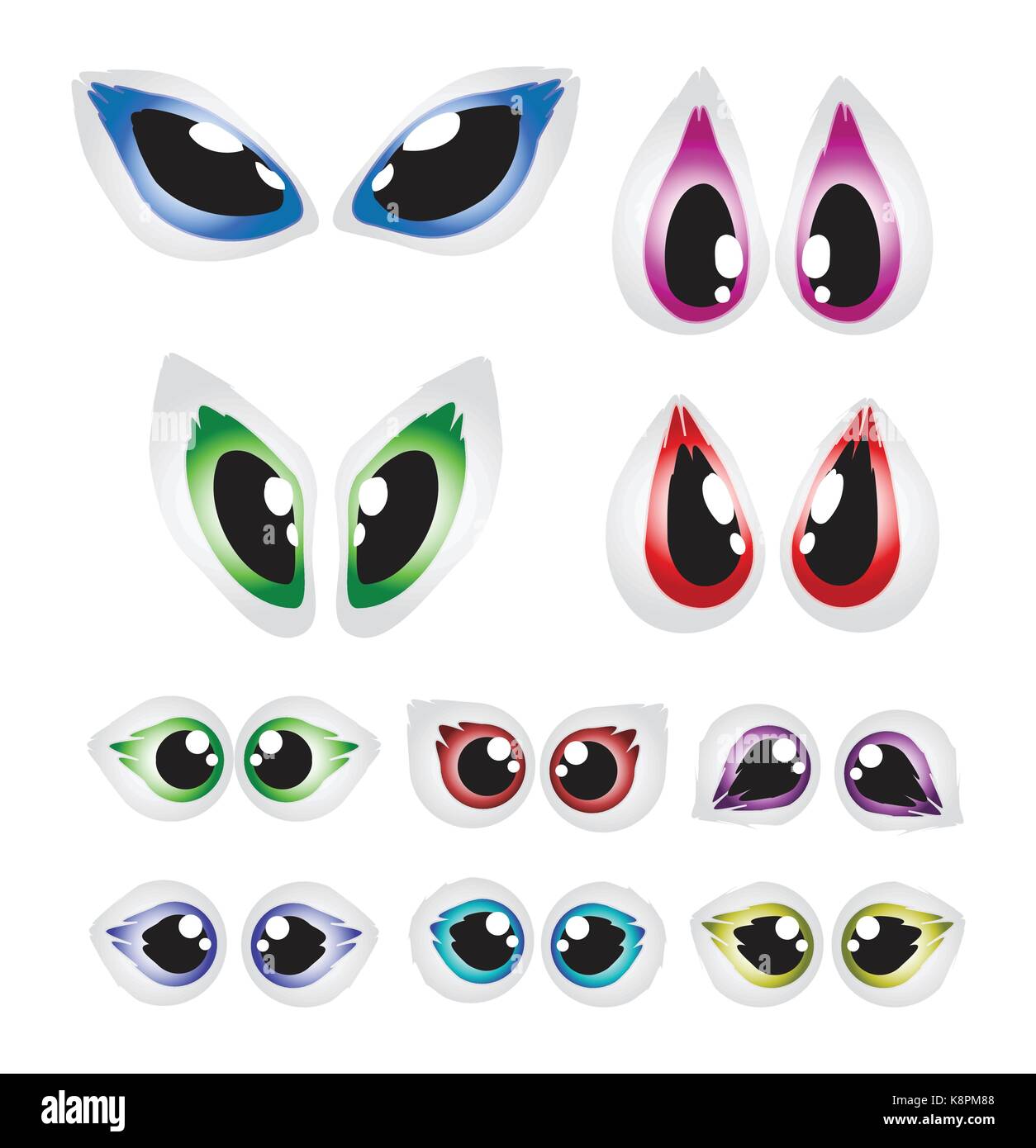 Vector cartoon eyes set isolated on white background Stock Vector Image ...