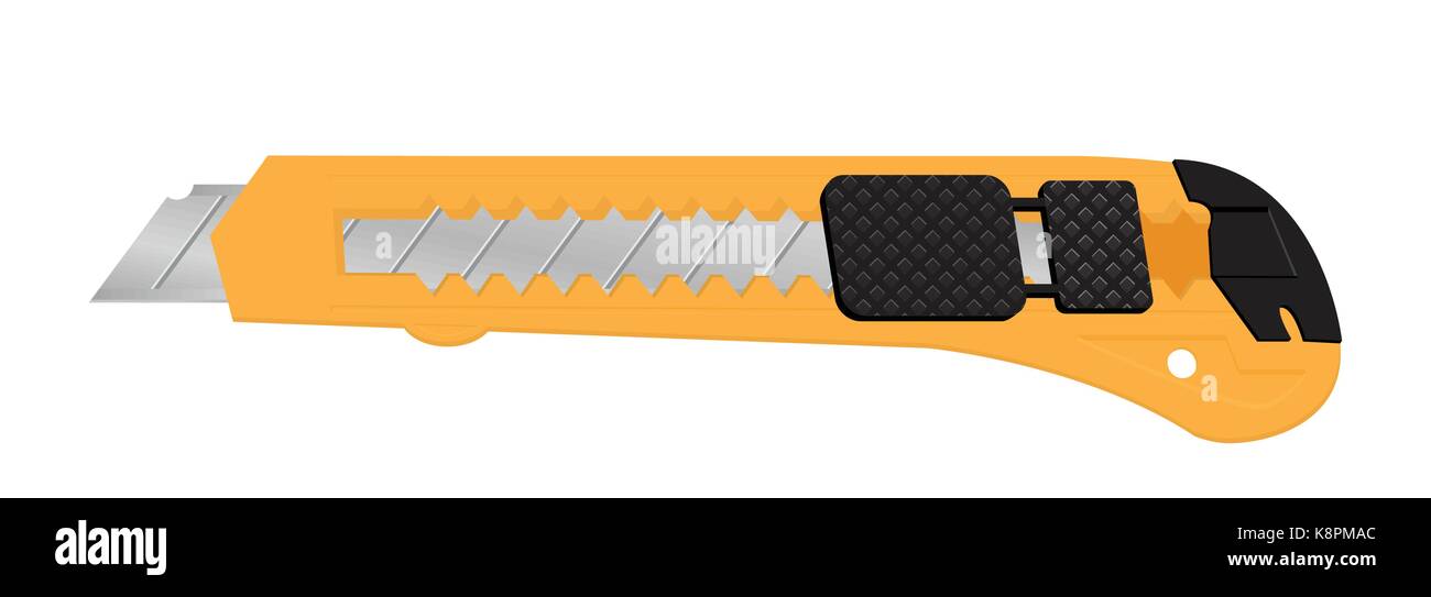 Vector illustration of realistic box cutter knife isolated on white ...