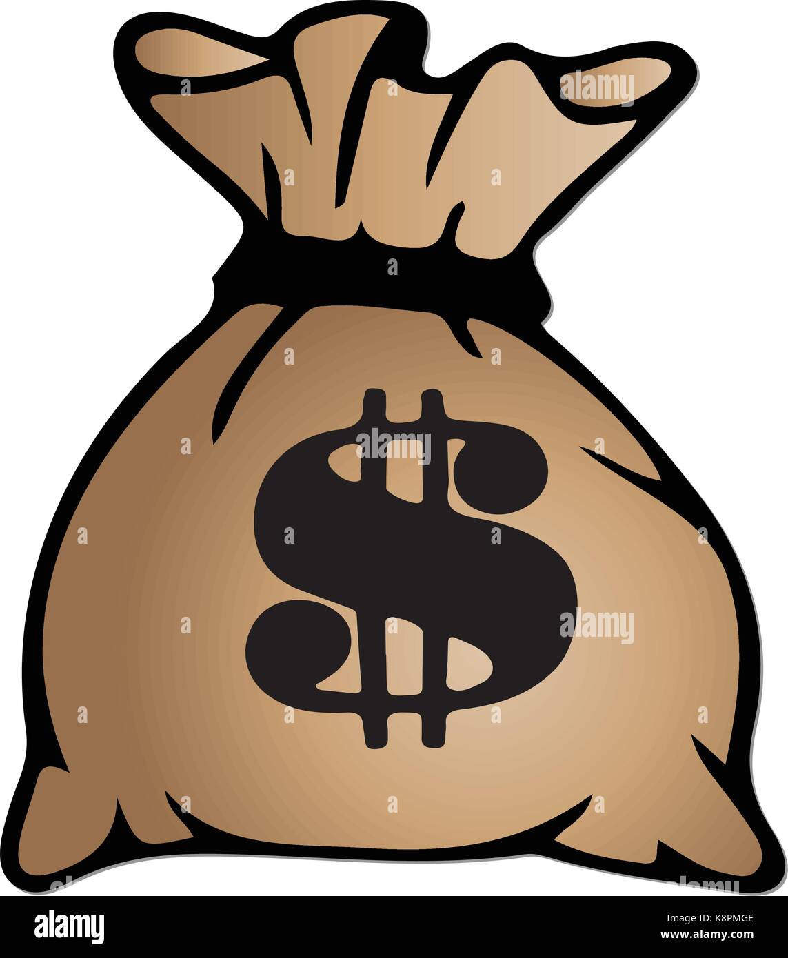 Brown Money Bag Icon With Dollar Sign Isolated On White Background
