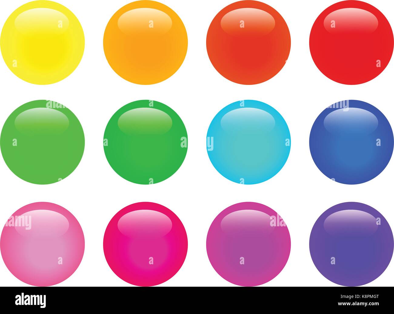 Set of colorful isolated glossy vector web buttons. Beautiful internet buttons on white ...