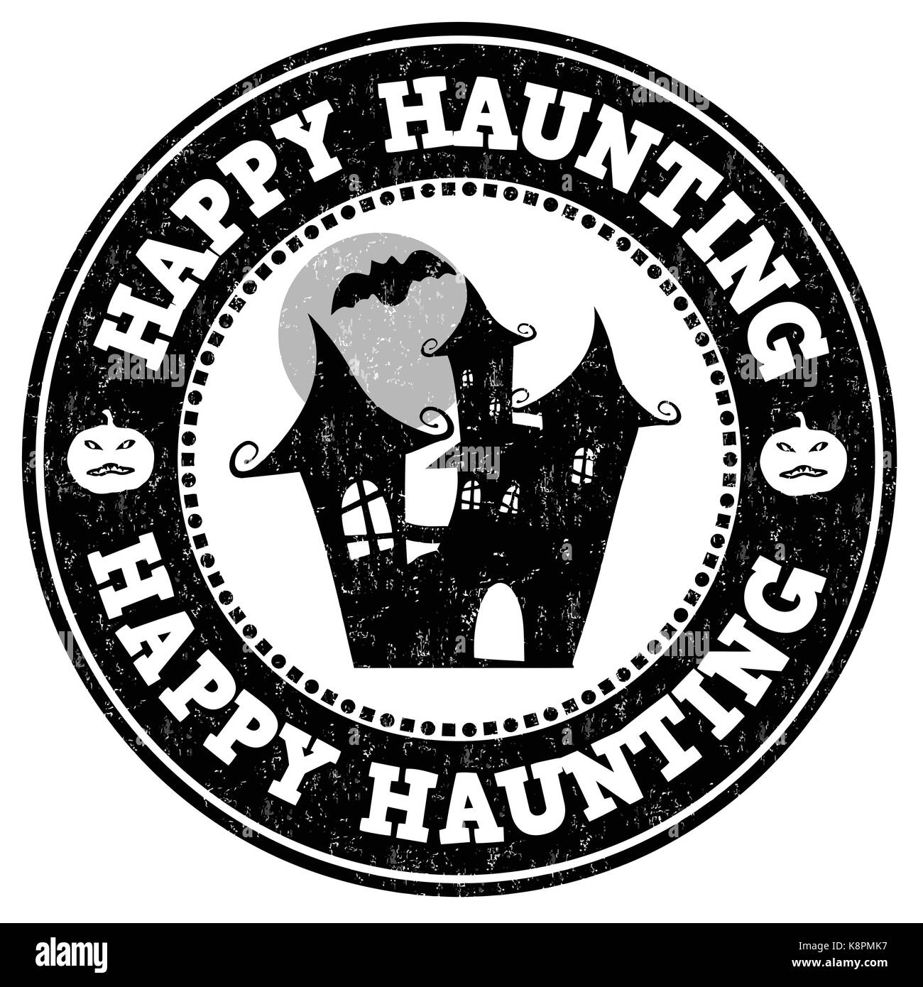 Happy haunting grunge rubber stamp on white background, vector ...
