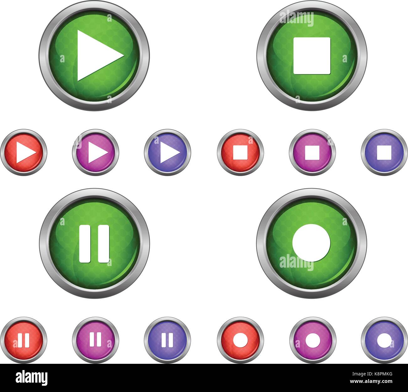 Set of isolated glossy vector web buttons. Beautiful internet buttons isolated on white ...