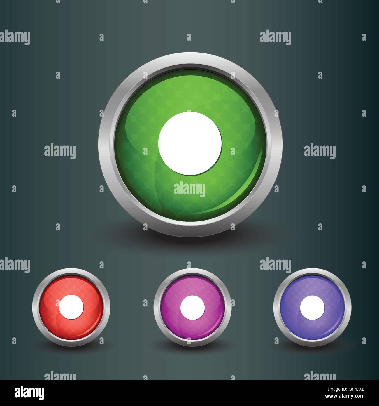 Set of isolated rec, record glossy vector web buttons. Beautiful ...