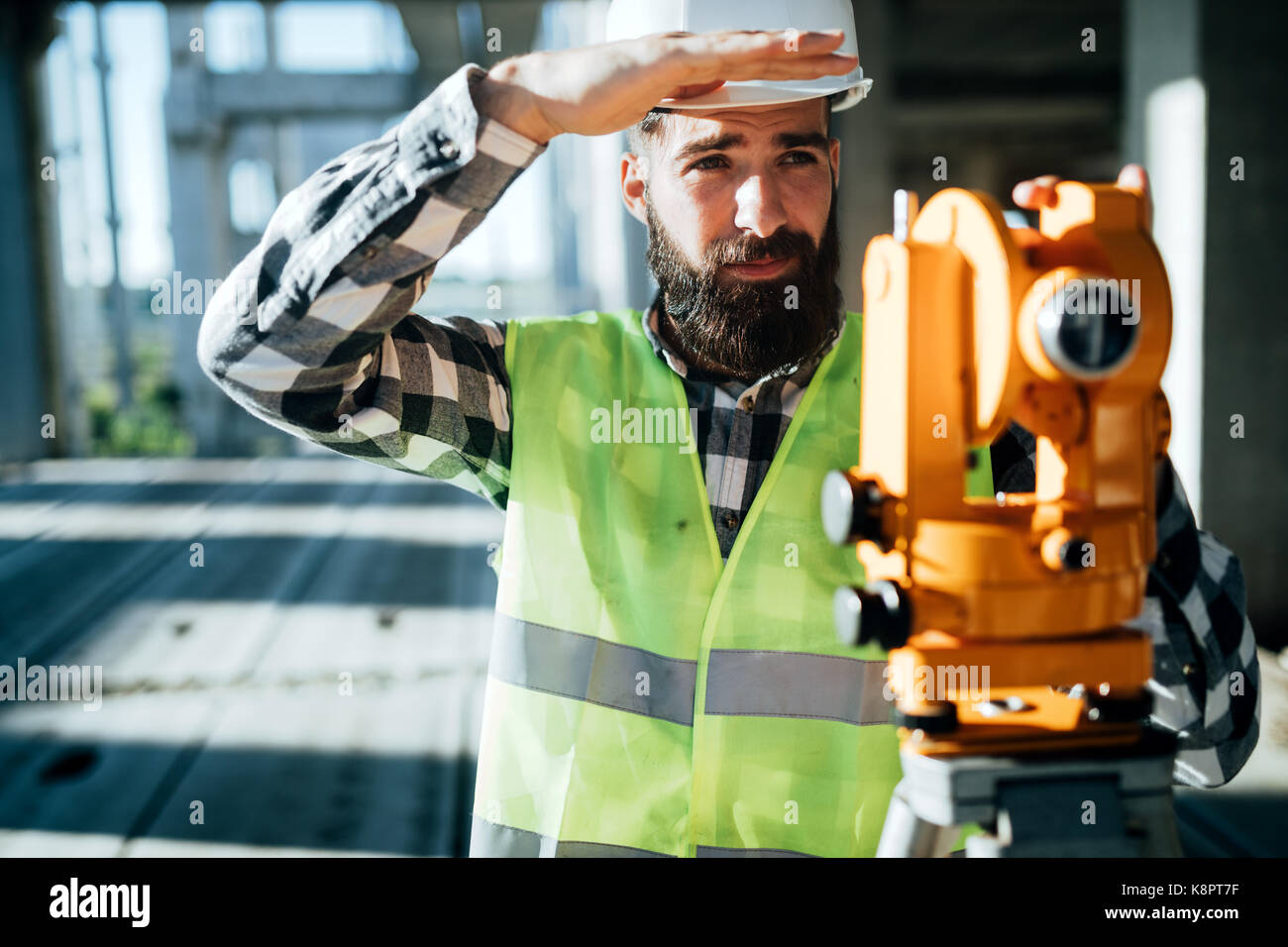 Picture of construction engineer working on building site Stock Photo ...