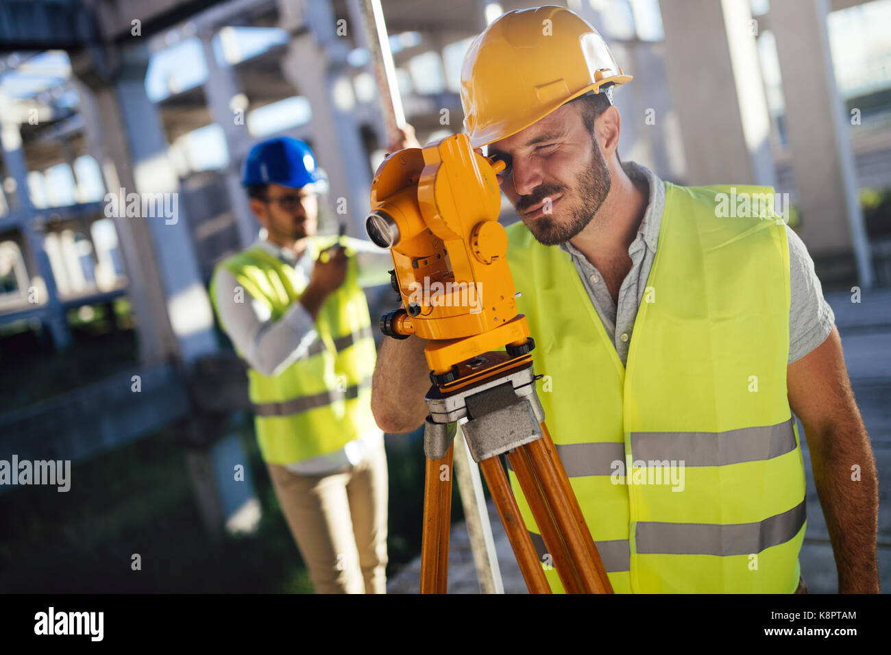 Picture of construction engineer working on building site Stock Photo ...