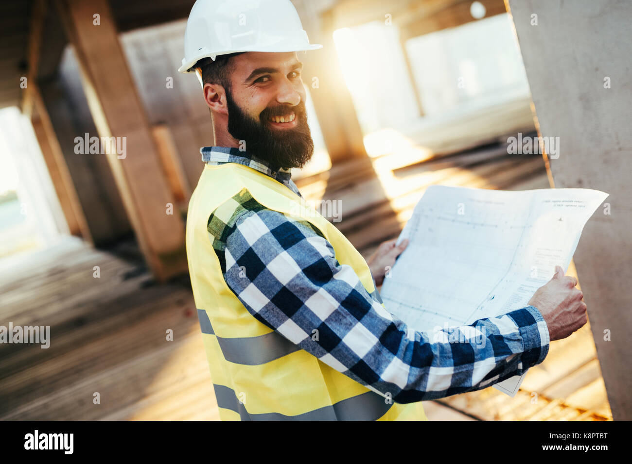 Picture of construction engineer working on building site Stock Photo ...