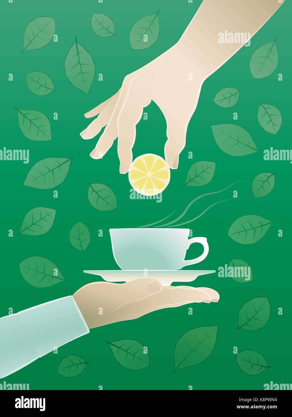 Green tea lemon leaves Stock Vector Images - Alamy