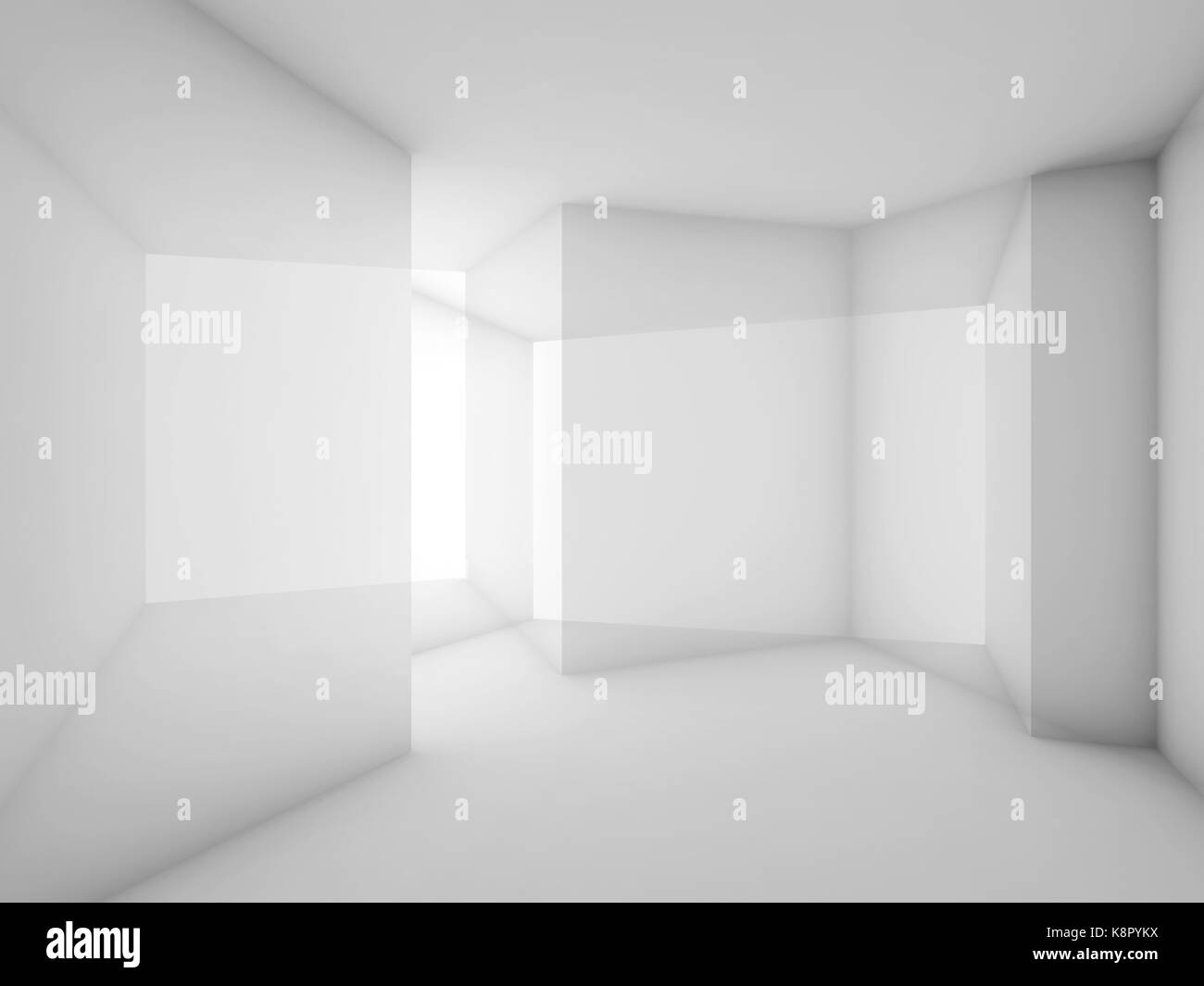 Abstract white room interior background. 3d render illustration, double ...