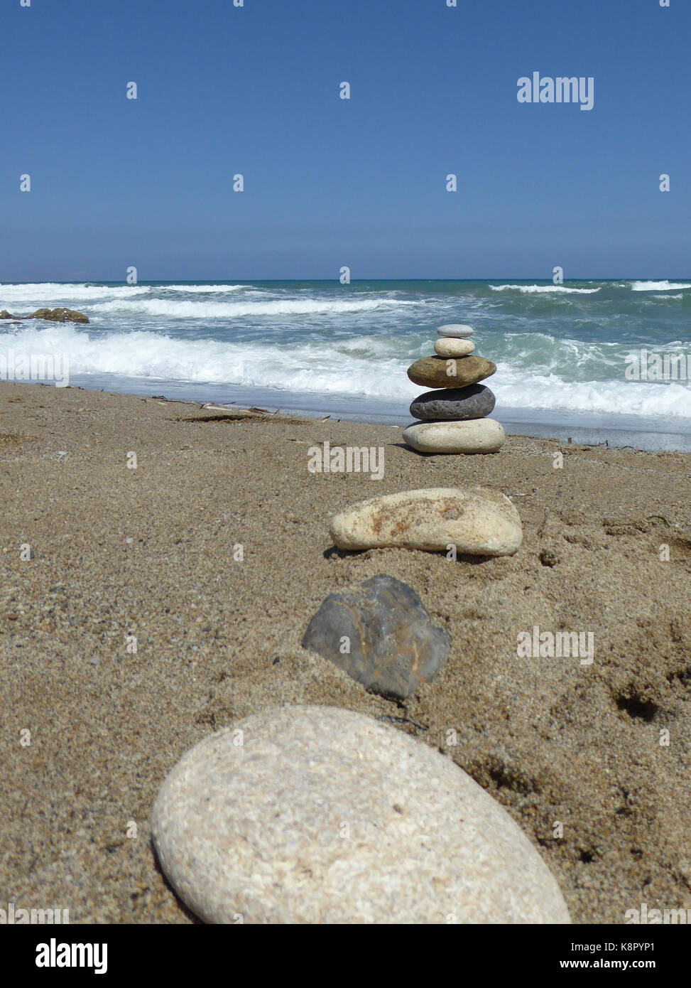 zen stones at the beach from crete Stock Photo - Alamy