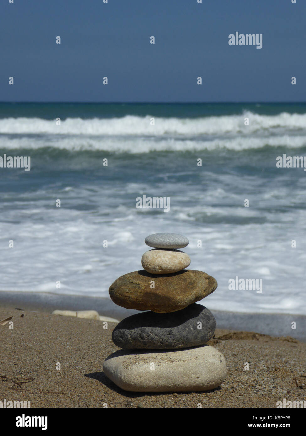 zen stones at the beach from crete Stock Photo - Alamy