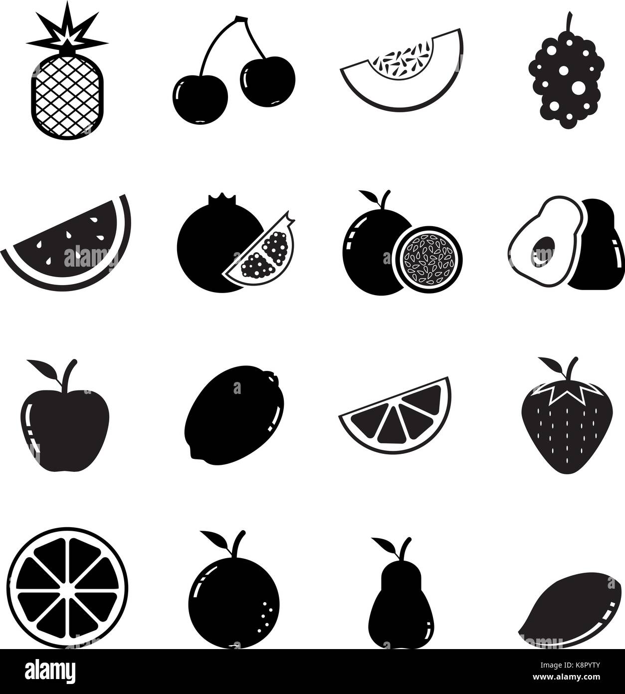 White background fruit icon hi-res stock photography and images - Alamy