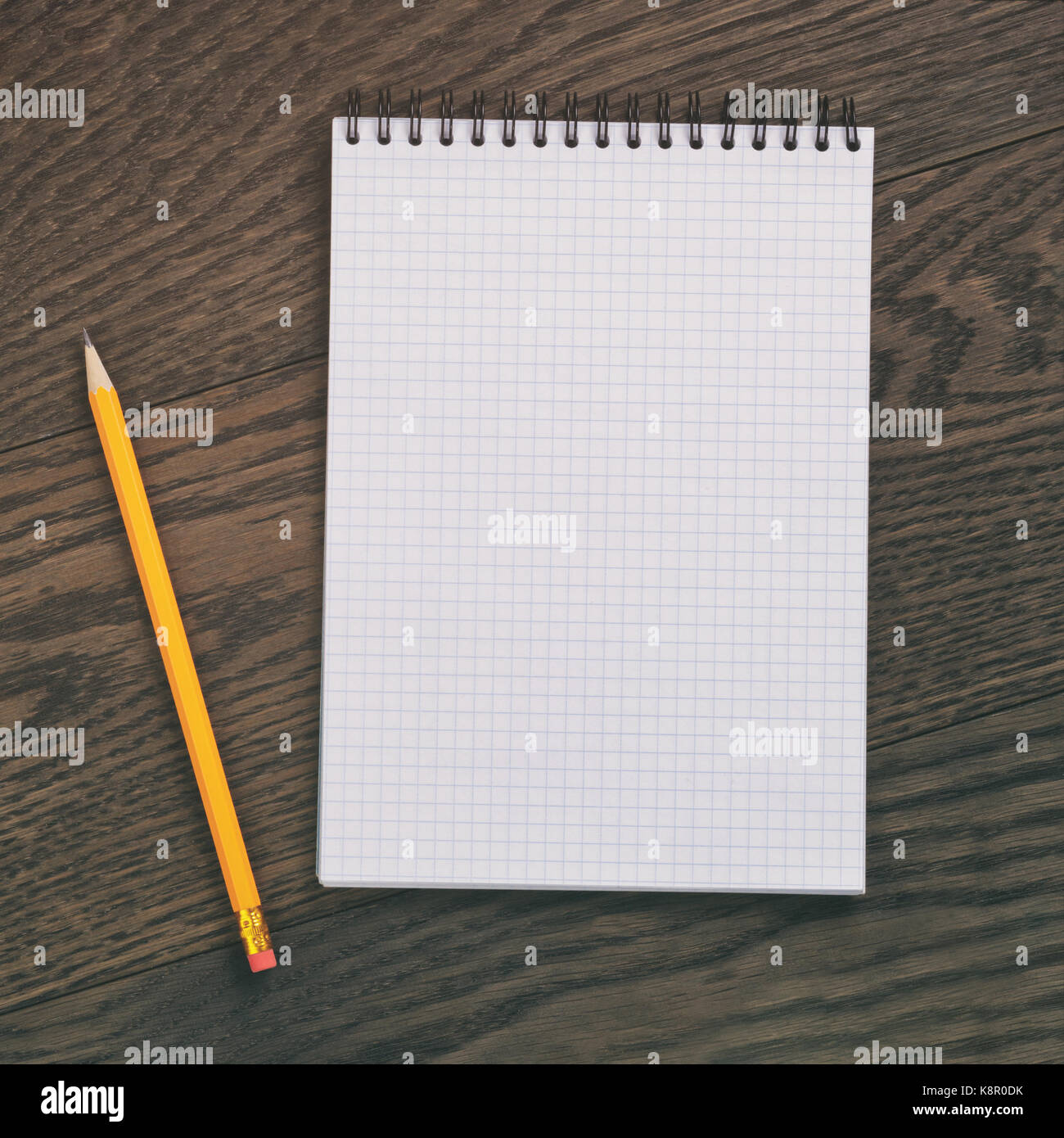 open notebook for writing or drawing on oak table Stock Photo - Alamy
