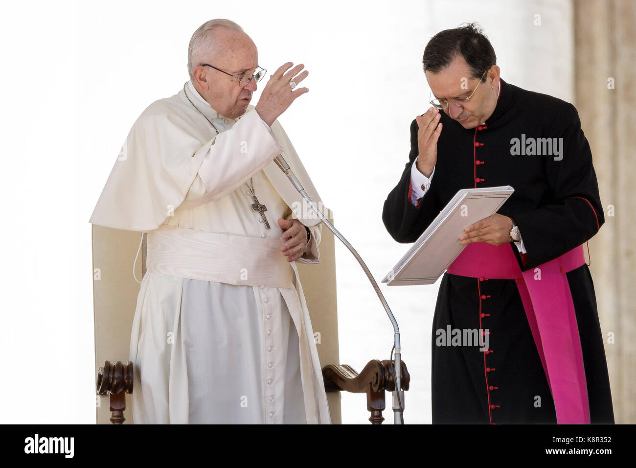 Vatican City, Vatican. 20th Sep, 2017. Pope Francis delivers his ...