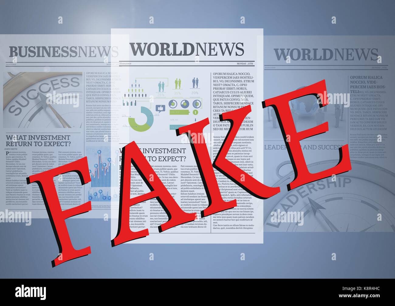 Digital composite of Fake text over newspaper Stock Photo - Alamy