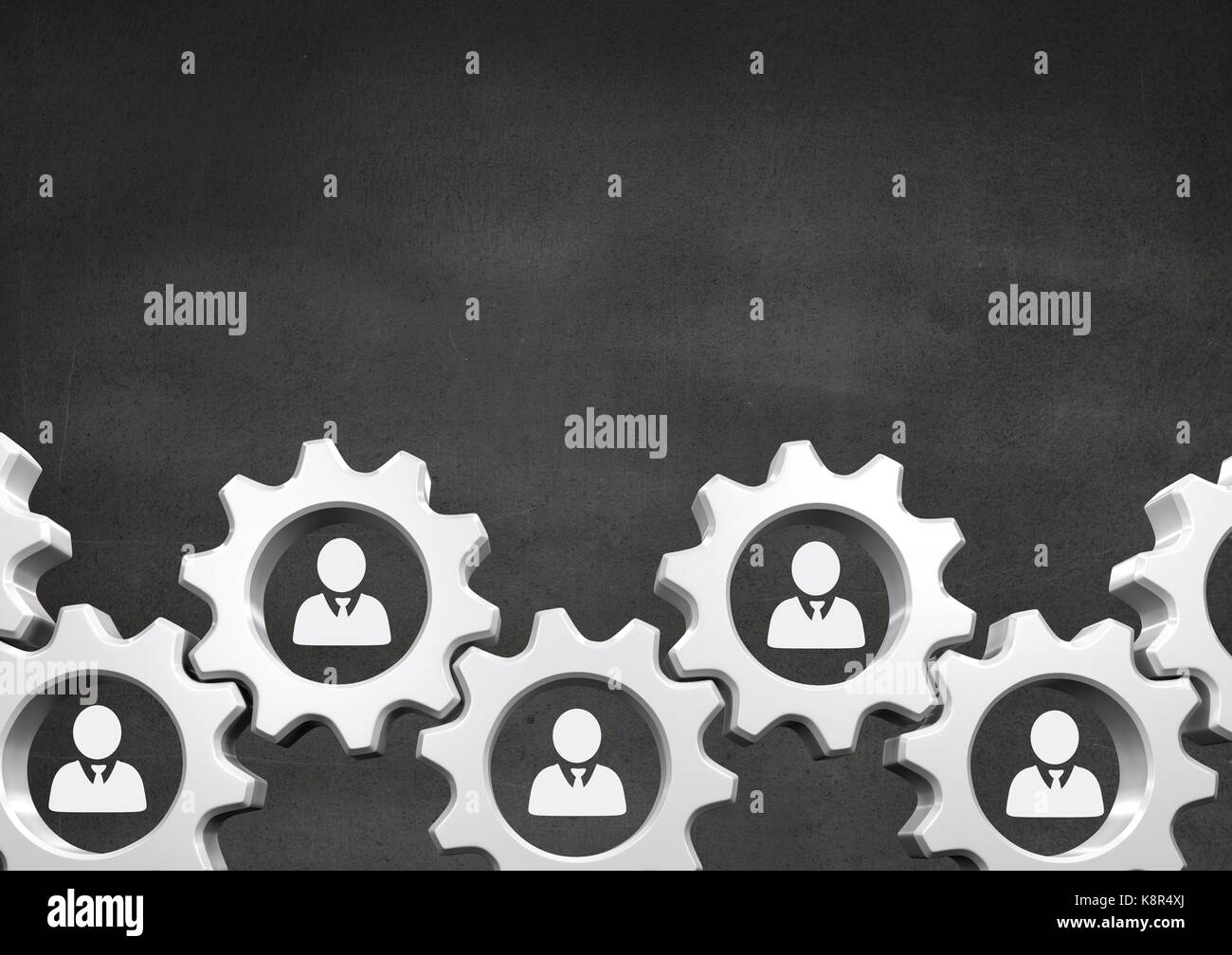Digital composite of People in cogs graphics against grey background ...