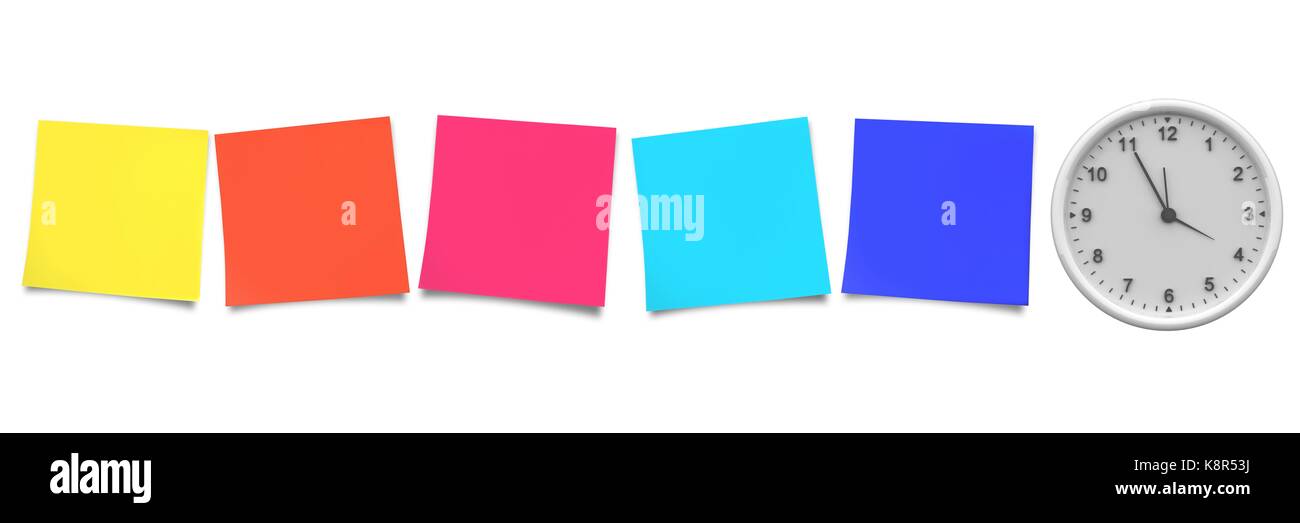 Digital composite of sticky notes with clock Stock Photo - Alamy