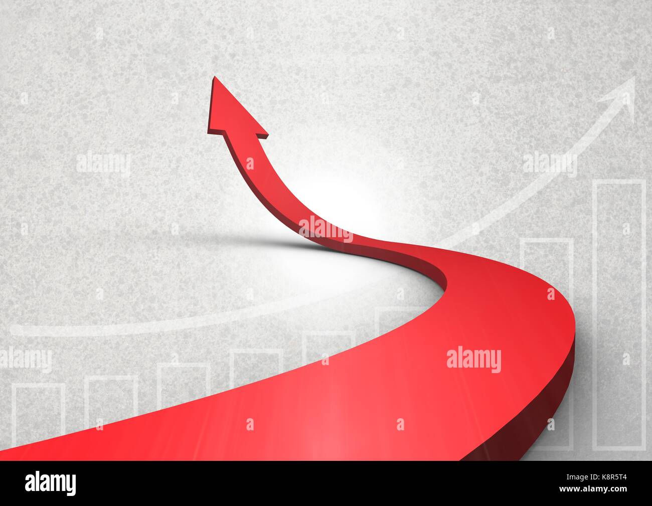 Digital composite of red arrow with graph Stock Photo - Alamy
