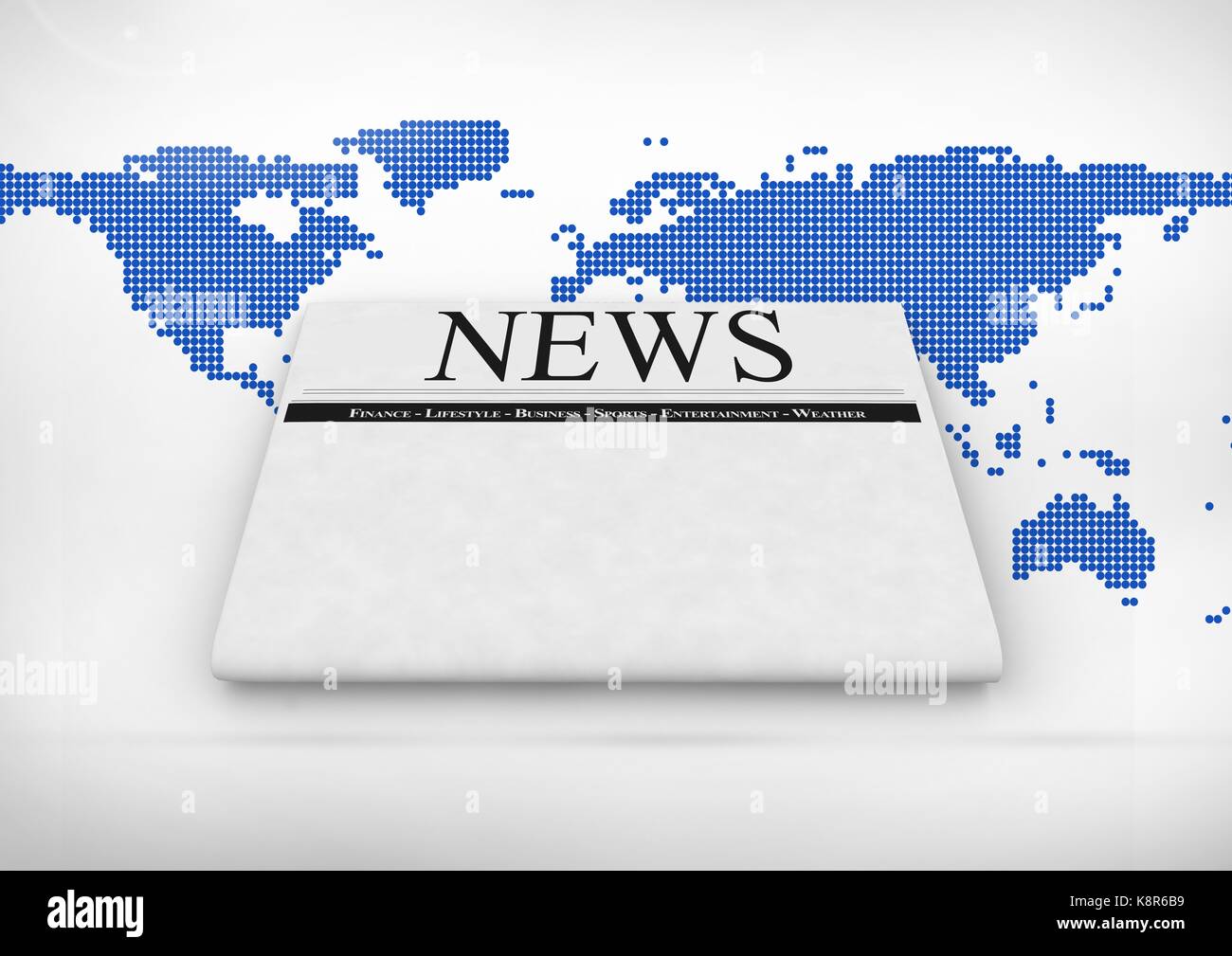Digital composite of Newspaper over world map Stock Photo - Alamy