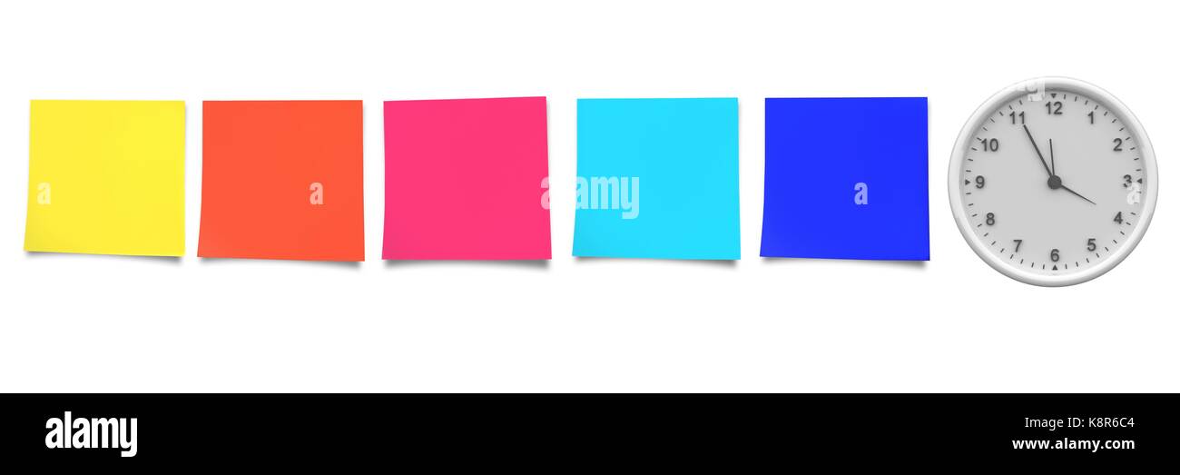 Digital composite of sticky notes with clock Stock Photo - Alamy