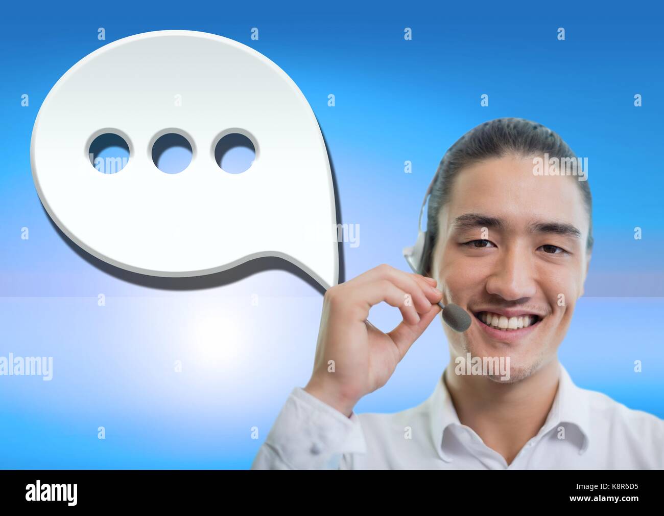 Digital composite of Customer care service man with chat bubble Stock ...