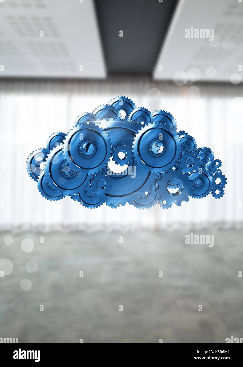 Digital composite of cog gears cloud with bright background Stock Photo ...