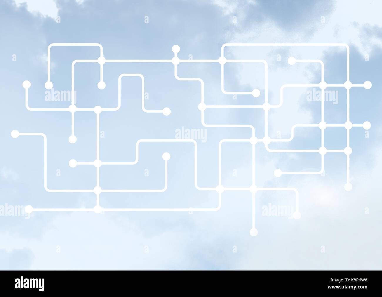 Digital composite of Sky clouds with graphics of connectors lines Stock ...