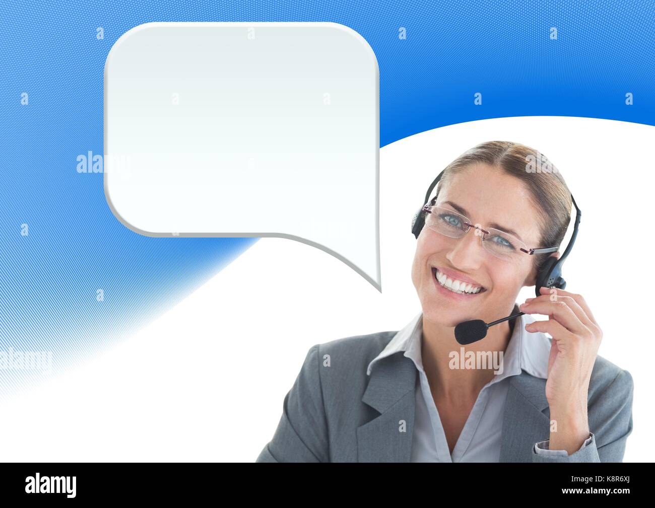 Digital composite of Customer care service woman with chat bubble Stock ...