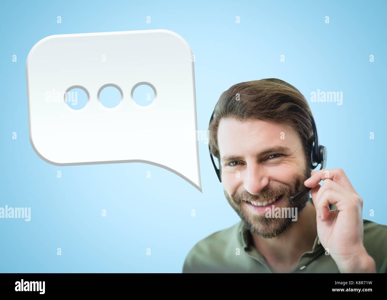 Digital composite of Customer care service man with chat bubble Stock ...