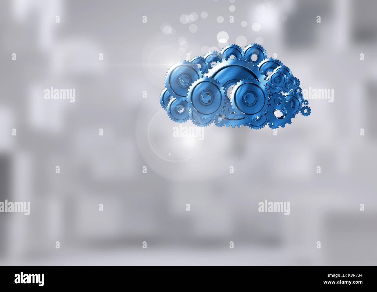 Digital composite of cog gears cloud with bright background Stock Photo ...