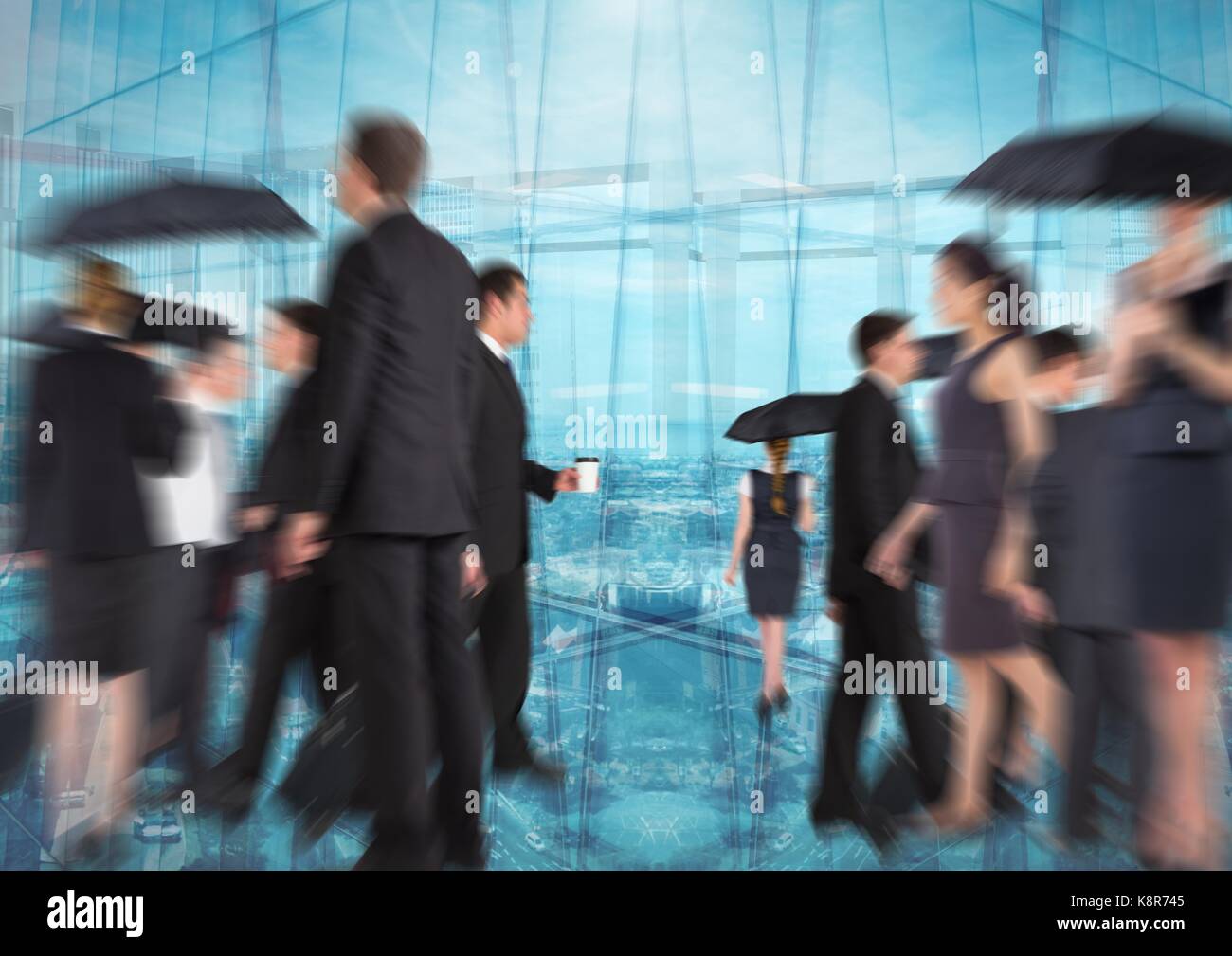 Digital composite of Group of business people with transition ...