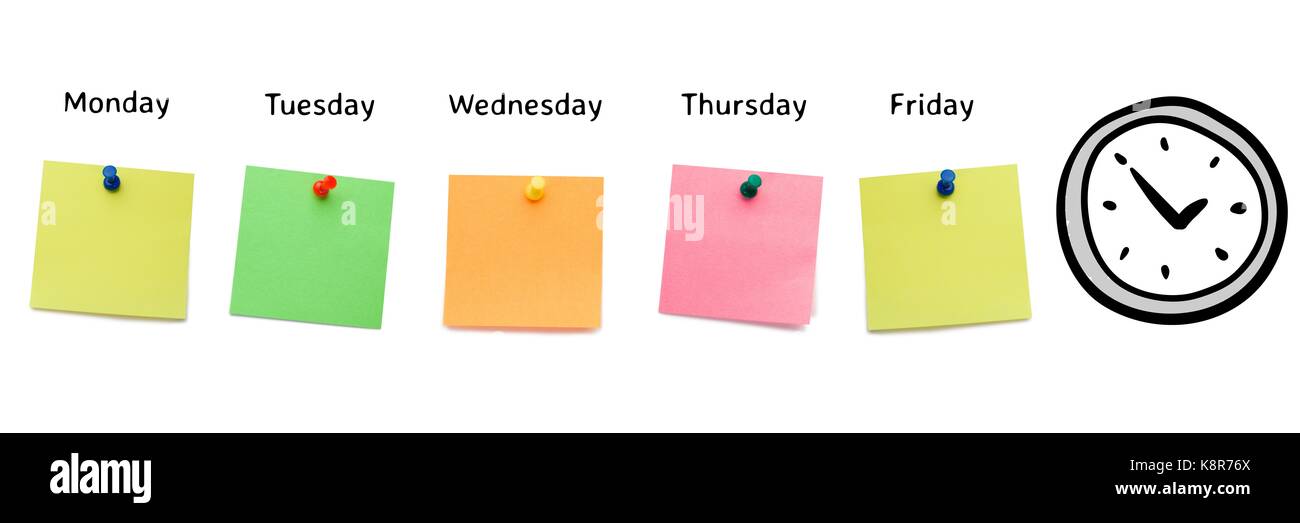 Digital composite of sticky notes with clock Stock Photo - Alamy