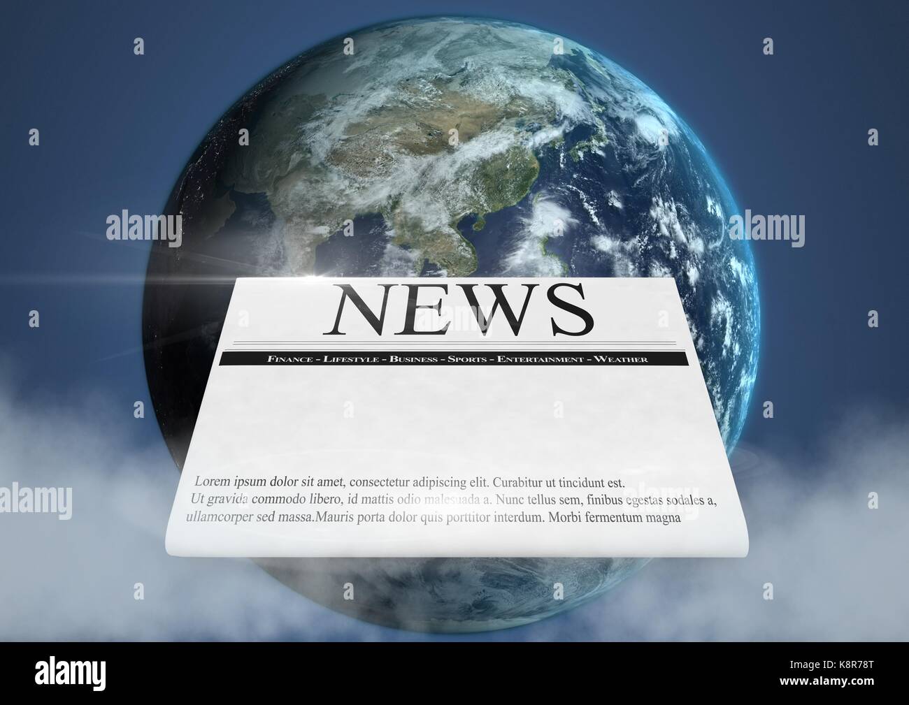 Digital composite of Newspaper in front of planet earth world Stock ...
