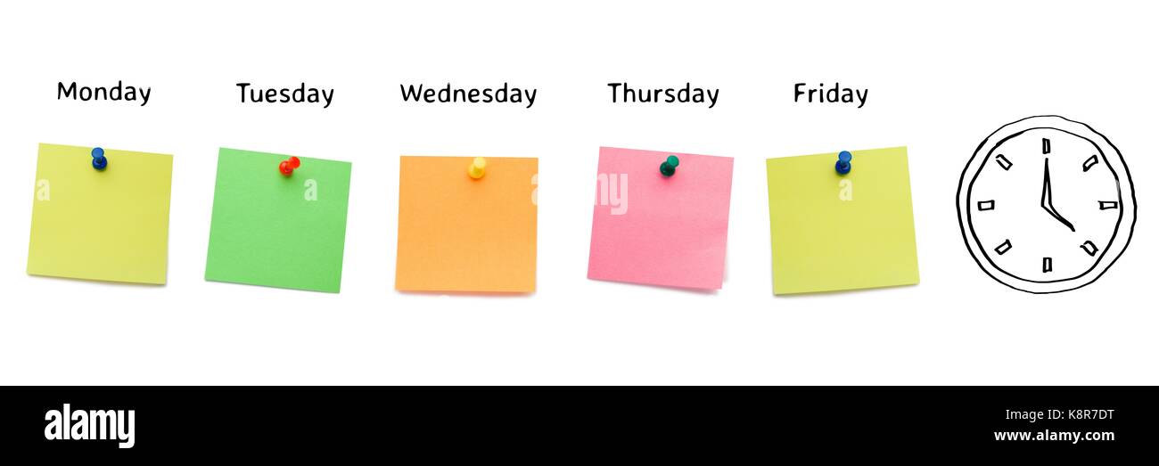 Digital composite of sticky notes with clock Stock Photo - Alamy