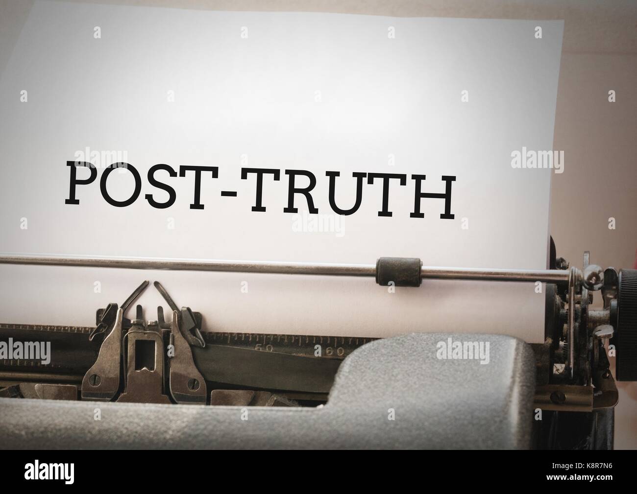 Digital composite of Post-truth text on typewriter Stock Photo - Alamy