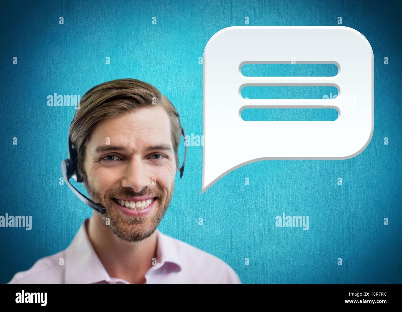 Digital composite of Customer care service man with chat bubble Stock ...