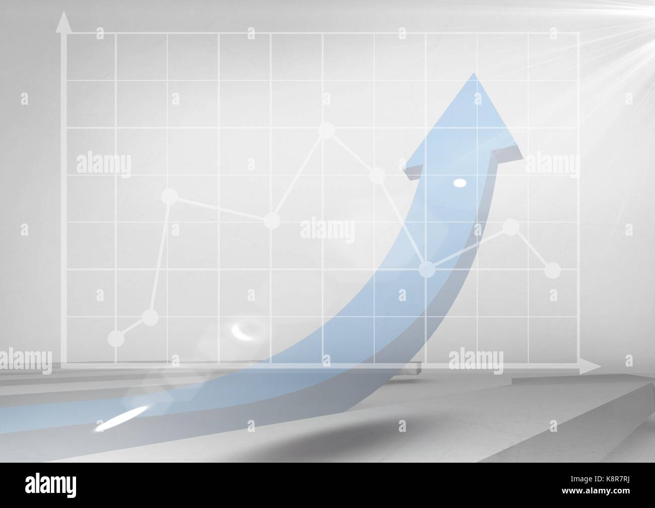 Digital composite of blue arrow and graph Stock Photo - Alamy