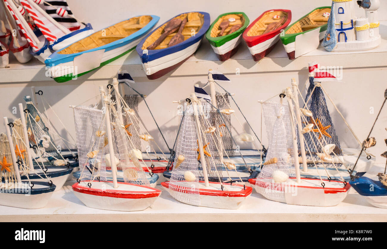 Set of small colorful model boats Stock Photo - Alamy