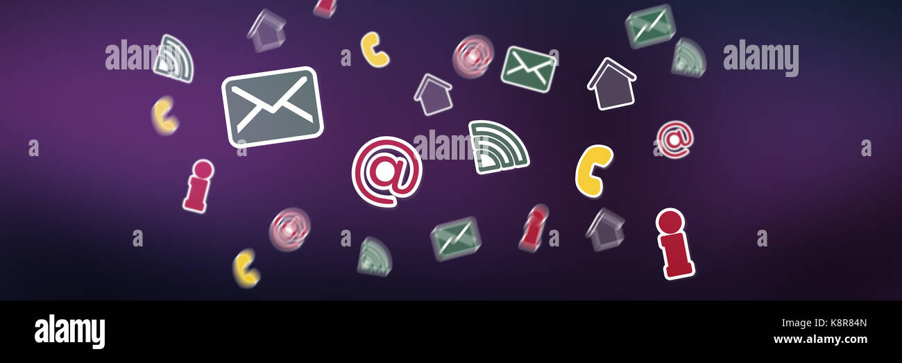 Contact icon against purple and pink background Stock Photo - Alamy