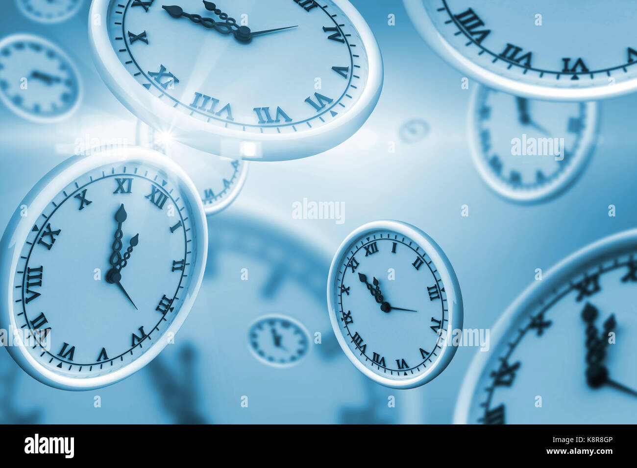 Graphic image of clocks against white background Stock Photo - Alamy