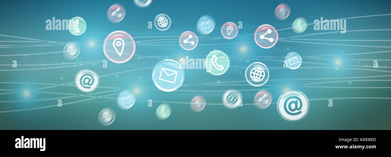 Contact icon against green and blue background Stock Photo - Alamy