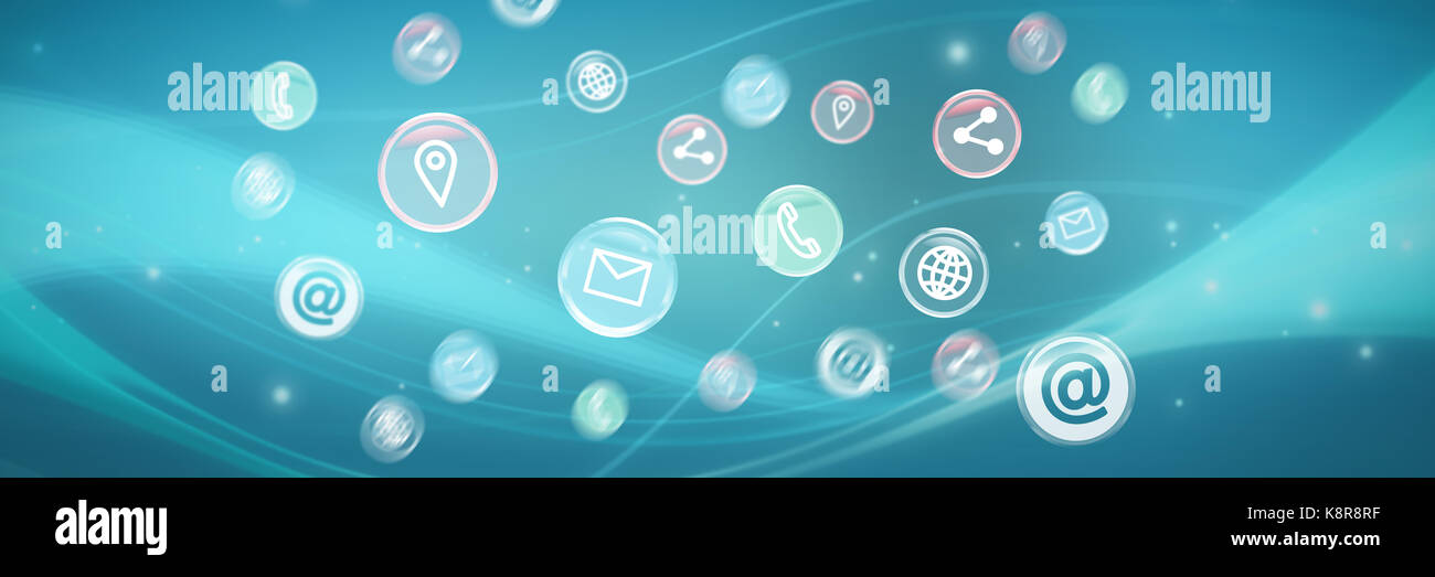 Contact icon against abstract glowing black background Stock Photo - Alamy