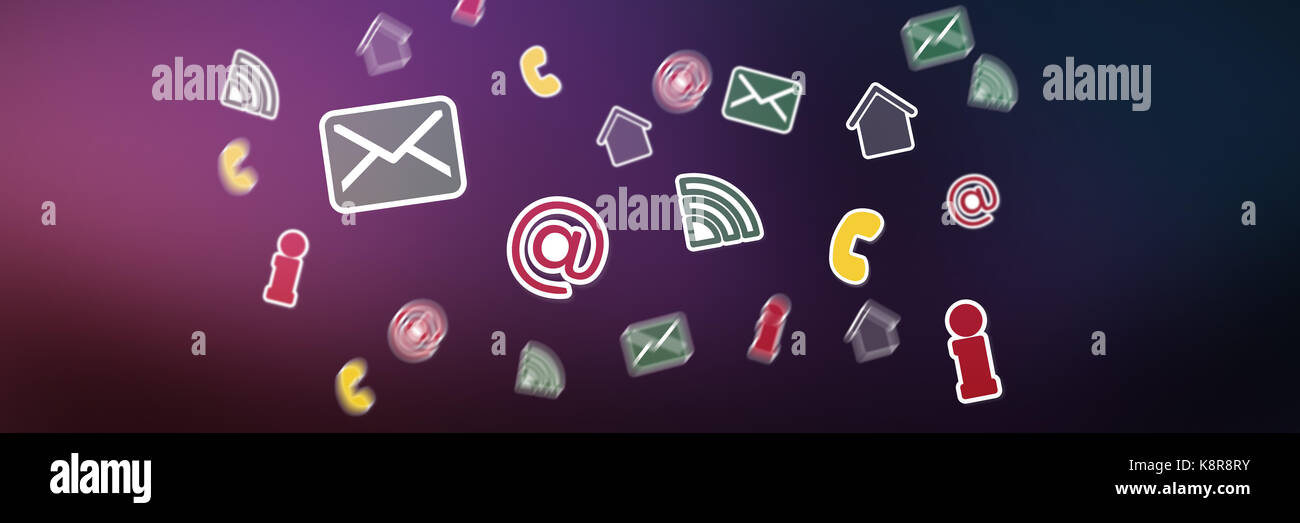 Contact icon against pink and purple colors background Stock Photo - Alamy