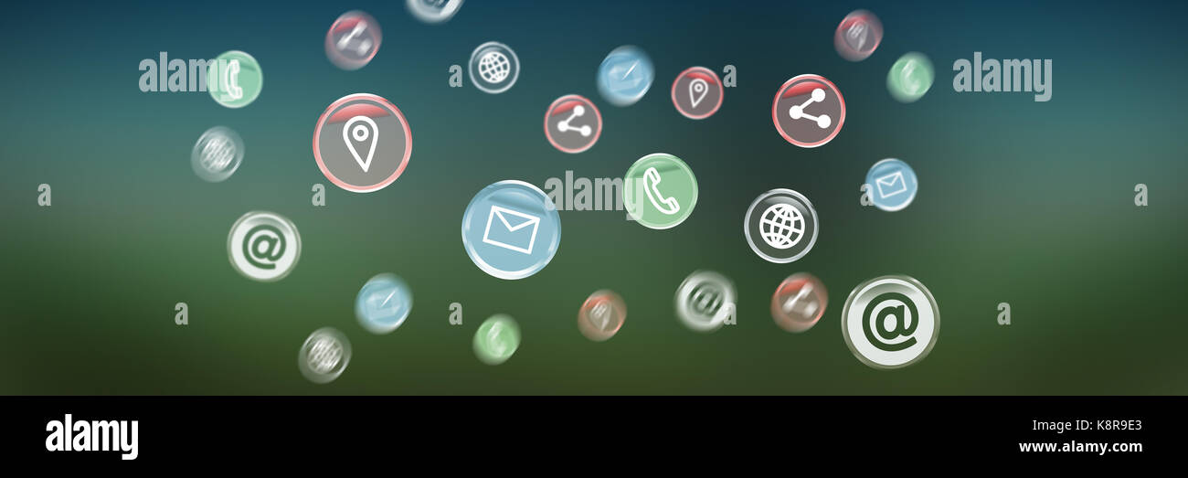 Contact icon against green and blue background Stock Photo - Alamy