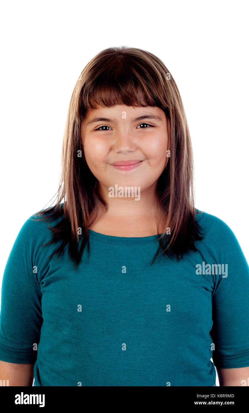 Adorable girl with eleven years old isolated on a white background ...