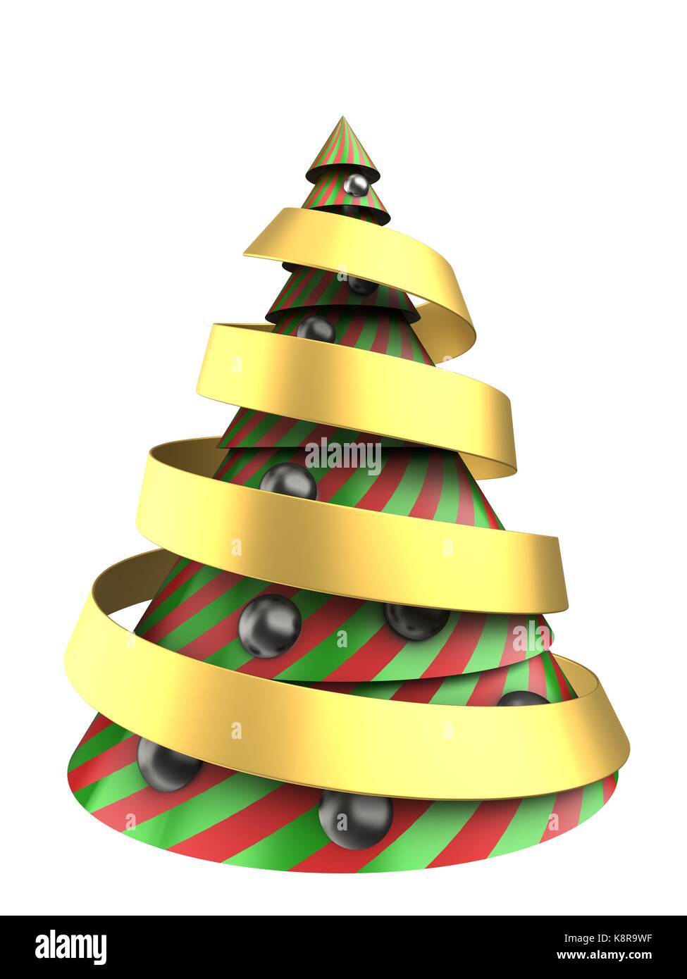 3d illustration of Christmas tree shape over white background with ...