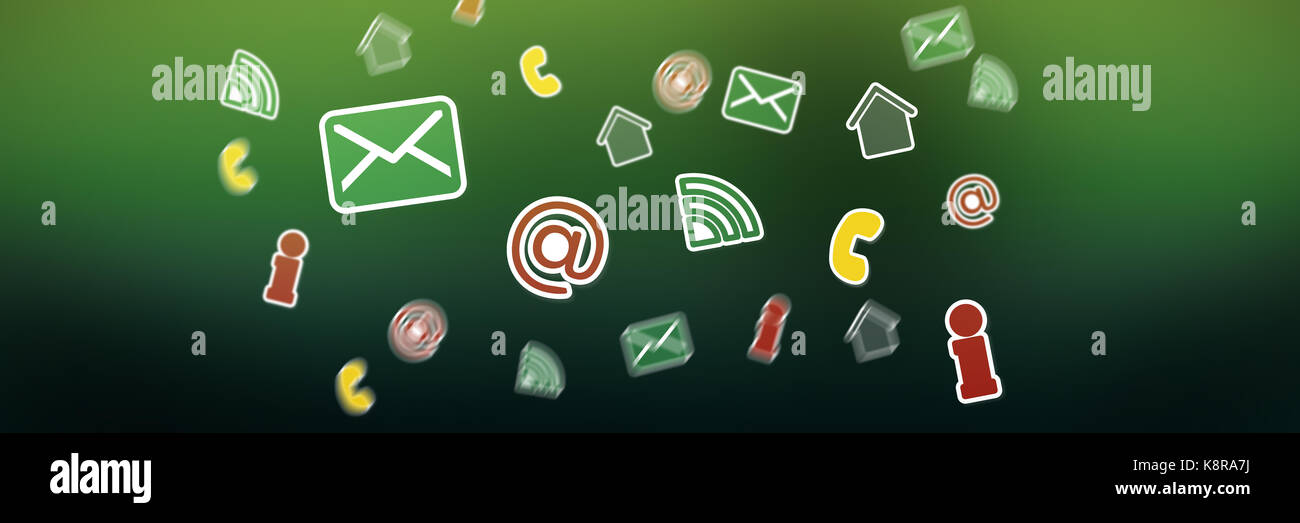 Contact icon against green abstract background Stock Photo - Alamy