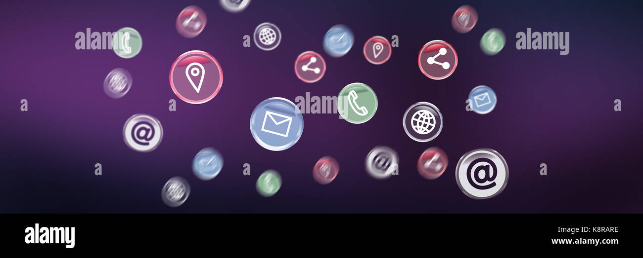 Contact icon against purple and pink background Stock Photo - Alamy