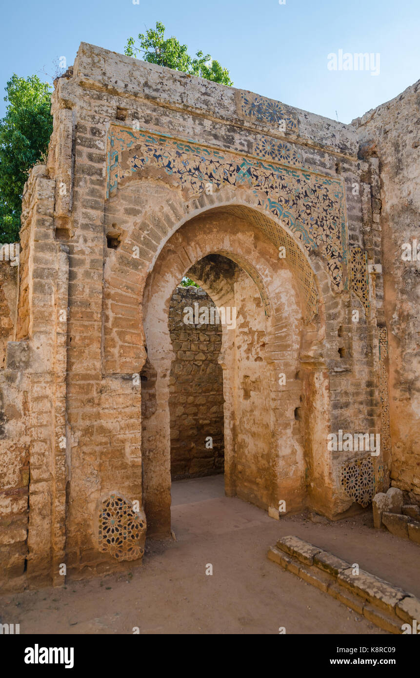 Ancient Chellah Necropolis ruins with mosque and mausoleum in Morocco's ...