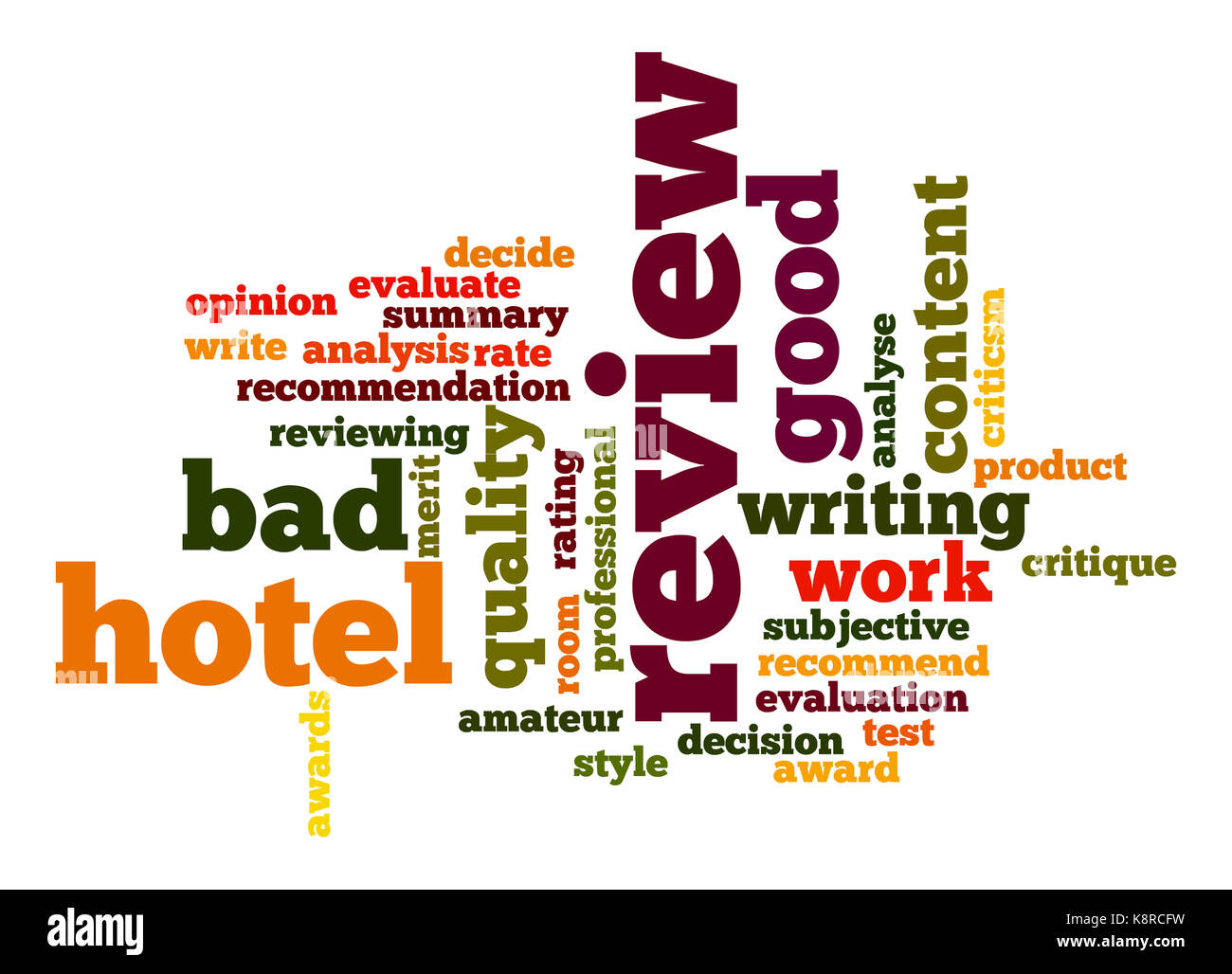 Hotel review word cloud Stock Photo - Alamy